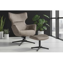Riess Ambiente Design Hocker VOGUE 45cm taupe Samt drehbar schwarze Metallbeine Fußhocker Riess-Ambiente Industrie & Loft Modern