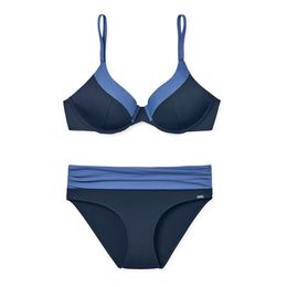 Schiesser Bikini 'Aqua Sea Blossom' Damen Gr&ouml;&szlig;e XXL blau / dunkelblau