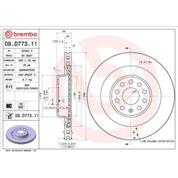 Brembo Bremsscheibe COATED DISC LINE 09.D773.11 vorne rechts links innenbel&uuml;ftet 365mm f&uuml;r TESLA 102763200B