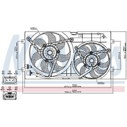 NISSENS L&uuml;fter, Motork&uuml;hlung rechts 12V 350mm f&uuml;r SKODA VW SEAT AUDI VAG 6QD959455 1J0959455L 1J0959455M 85250