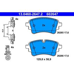 ATE Bremsbelagsatz, Scheibenbremse 13.0460-2647.2 links rechts mit Zubeh&ouml;r f&uuml;r AUDI VAG 80A698451K 8W0698451AG 8W0698451AH