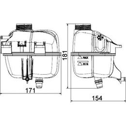 Mahle Ausgleichsbeh&auml;lter, K&uuml;hlmittel ohne K&uuml;hlmittelstandsensor schwarz f&uuml;r MINI BMW 17137823626 17137539267 7823626 CRT 87 001S