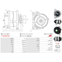 AS-PL Generator 12V 36A f&uuml;r MITSUBISHI RENAULT PEUGEOT DAF FORD CHRYSLER ROVER 69EB10346AD GEU221 6005003145 A4117