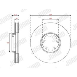 JURID Bremsscheibe 563740JC vorne rechts links bel&uuml;ftet 324mm f&uuml;r FORD 2199111 JK211125GA