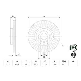 Bosch Bremsscheibe vorne rechts links bel&uuml;ftet 312mm f&uuml;r SKODA VW SEAT AUDI 5Q0615301F 5C0615301B 5C0615301E 0 986 479 932