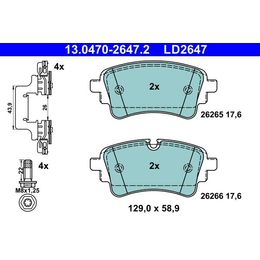 ATE Bremsbelagsatz, Scheibenbremse 13.0470-2647.2 links rechts mit Zubeh&ouml;r f&uuml;r AUDI VAG 80A698451K 8W0698451AG 8W0698451AH