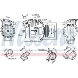 NISSENS Kompressor, Klimaanlage 12V f&uuml;r BMW 64509174802 64526917805 64526983098 89116