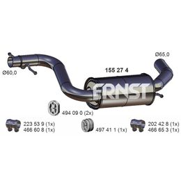 Ernst Mittelschalld&auml;mpfer 155274 f&uuml;r VAG 1K0253209AQ 1K0253209AA