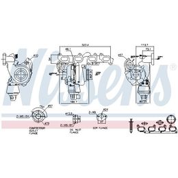 NISSENS Lader, Aufladung mit Dichtungen f&uuml;r SKODA VW SEAT AUDI 03L253010G 03L253056TV 03L253019P 93285