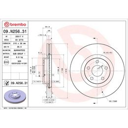 Brembo Bremsscheibe vorne rechts links innenbel&uuml;ftet 316mm f&uuml;r FORD G3GC1125CD 1911411 G3GC1125CB 09.N256.31
