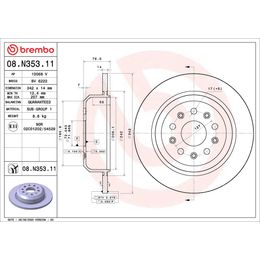 Brembo Bremsscheibe 08.N353.11 hinten rechts links voll 342mm f&uuml;r JEEP 68249592AB 68249592AC 68249590AB