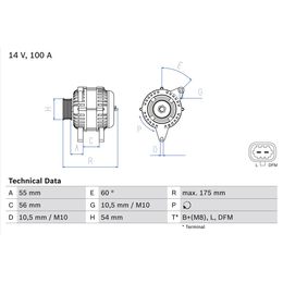 Bosch Generator 14V 100A f&uuml;r VAUXHALL OPEL 93190138 13222930 6204265 0 986 049 020