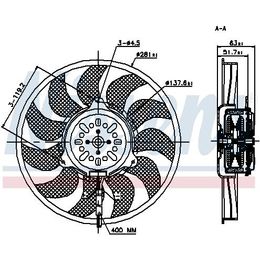 NISSENS L&uuml;fter, Motork&uuml;hlung rechts &Oslash;381mm 381mm f&uuml;r AUDI 4F0959455A 85692
