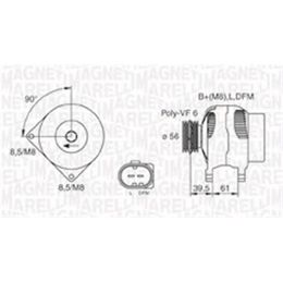 MAGNETI MARELLI Generator 12V 120A f&uuml;r VW SEAT AUDI FORD 1110413 028903028E 7M5903028 063731394010