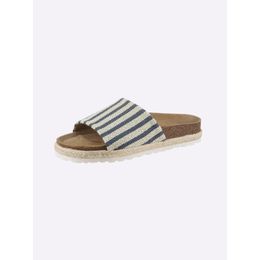 Bio Time Damen Pantolette mit Details in Bast-Optik, marine, Gr&ouml;&szlig;e 37