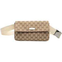 Gucci Bauchtaschen - GG Canvas Flap Belt Bag - Gr. ONE SIZE - in Braun - f&uuml;r Damen
