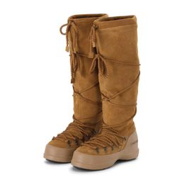 Moon Boot Moonboot Low-Top Sneaker - Stiefel Luna aus Veloursleder - Gr. 37 (EU) - in Braun - f&uuml;r Damen
