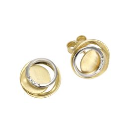 Paar Ohrstecker OROLINO "Gold 585 zweifarbig mit 6 Brillanten zus. 0,02ct.", bunt (mehrfarbig, wei&szlig;), Ohrringe, Damen, one-size, 0,02 SI = kleine Einschl&uuml;sse, Gold