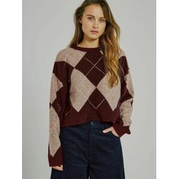 Strickpullover NORR "NORR Sweater Logan", Damen, Gr. 42, bordeaux, Obermaterial: 32% Alpaka, 32% Wolle, 30% Nylon, 6% Elasthan, Pullover Strickpullover