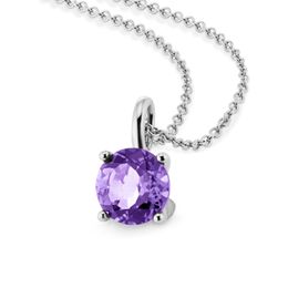 Kette mit Anh&auml;nger OROLINO "Gold 585 mit nat&uuml;rlichem Amethyst 45cm lang", wei&szlig;, Halsketten, Damen, 45cm, Gold, L: 45 B: 7mm, gl&auml;nzend, B:7mm