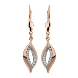 Paar Ohrh&auml;nger OROLINO "585 Gold ros&eacute; mit 28 Brillanten 0,10ct.", rosa (rosa, wei&szlig;), Ohrringe, Damen, one-size, 0,1 SI = kleine Einschl&uuml;sse, Gold