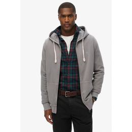 Kapuzensweatjacke Superdry "CLASSIC ESSENTIAL ZIPHOOD", Herren, Gr. XXL, charcoal grau, angeraute Sweatware, Obermaterial: 100% Baumwolle, unifarben, relaxed fit normal, Sweatjacken
