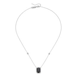 Collier "mit Zirkonia und grauem Kristallstein, Silber 925", grau, Giorgio Martello MILANO, Halsketten, Damen, 45cm, Silber 925 (Sterlingsilber), Collier