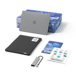 Set MacBook Air 13" (2020) + Schutzhülle und UGREEN USB-C-/HDMI-Hub - Apple M1 mit 8‐Core CPU und 7-core GPU - 8GB RAM - SSD 256GB - AZERTY - Französi