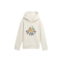 Tom Tailor Jungen Sporty Hoodie Sweatshirt mit Bio-Baumwolle, wei&szlig;, Print, Gr. 92/98