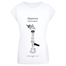 Mister Tee Shirt 'Depresso' Damen Gr&ouml;&szlig;e XS schwarz / wei&szlig;