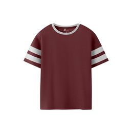 name it T-Shirt 'NKMTHOMAS' Jungen Gr&ouml;&szlig;e 146/152 weinrot / wei&szlig;
