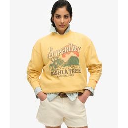 Superdry Damen L&auml;ssiges Souvenir Sweatshirt mit Grafik und Rundhalsausschnitt Gelb - Gr&ouml;&szlig;e: 44 21026235006731YF025