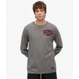 Superdry Herren Baumwolle Logo Vintage Athletic Langarm-Oberteil, Grau & Burgund - Gr&ouml;&szlig;e: L 1041210500744HBA003