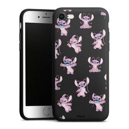 DeinDesign iPhone SE (2020) Handy Premium Silikon H&uuml;lle Handyh&uuml;lle schwarz Case Lilo & Stitch Angel Disney Silikon Premium Case