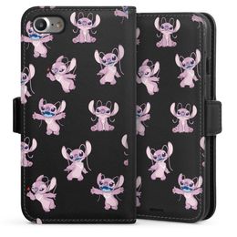 DeinDesign iPhone SE (2020) Handy Klapph&uuml;lle Handyh&uuml;lle aus Kunst Leder schwarz Flip Case Lilo & Stitch Angel Disney Sideflip mit Lasche
