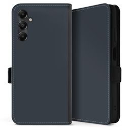 DeinDesign Galaxy A05s Handy Klapph&uuml;lle Handyh&uuml;lle aus Kunst Leder schwarz Flip Case Anthracite Grey Unicoloured Sideflip mit Lasche
