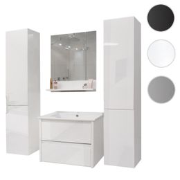 Mendler Badezimmerset HWC-B19, Waschtisch Wandspiegel 2x H&auml;ngeschrank, hochglanz ~ Variantenangebot 57615+57614+57616+2x57618