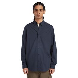 Langarmhemd Timberland, Herren, Gr. XXL, N-Gr, blau (schwarz sapphir), Web, Obermaterial: 100% Baumwolle, unifarben, hoch geschlossener Ausschnitt, eingesetzt 2-Knopf-Manschette mit Kn&ouml;pfen, Hemden