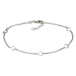 Fu&szlig;kette Vivance "925 Silber Herz Motiv", wei&szlig;, Fu&szlig;ketten, Damen, 24+2cm, Silber 925 (Sterlingsilber), gl&auml;nzend
