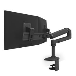 Ergotron LX Dual Monitorarm f&uuml;r zwei Monitore bis 63,5 cm 25 Zoll nebeneinander Tischhalterung schwarzmatt