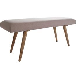 Wohnling WL5.329 Sitzbank SALIM Stoff / Massivholz 117x51x38 cm im Retro Stil Gepolsterte Stoffbank Braun Beige
