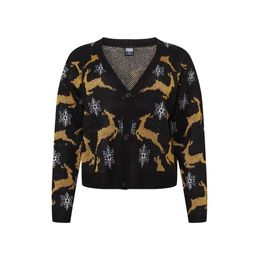 Urban Classics Strickjacke Damen Gr&ouml;&szlig;e XXL hellbeige / schwarz / wei&szlig;