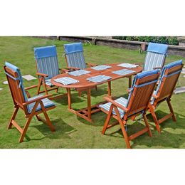 Garden Pleasure Gartenm&ouml;bel-Set 'Stockholm' braun 7-teilig