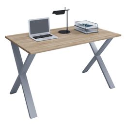 Vcm Holz Schreibtisch H. 76 x B. 140 x T. 80 cm Computertisch schlicht F&uuml;&szlig;e aus hochwertigem Metall Arbeitstisch B&uuml;rom&ouml;bel - Lona X