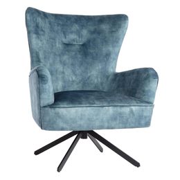 Lounge-Sessel MCW-L63, Cocktailsessel Polstersessel Relaxsessel, drehbar, vintage Samt Metall ~ petrol-blau
