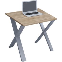 Vcm Holz Schreibtisch H. 76 x B. 80 x T. 80 cm Computertisch schlicht F&uuml;&szlig;e aus hochwertigem Metall Arbeitstisch B&uuml;rom&ouml;bel - Lona X