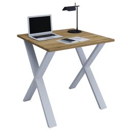 Vcm Holz Schreibtisch H. 76 x B. 80 x T. 80 cm Computertisch schlicht F&uuml;&szlig;e aus hochwertigem Metall Arbeitstisch B&uuml;rom&ouml;bel - Lona X