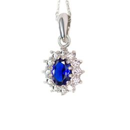 LEIS Anh&auml;nger mit Kette 925/- Sterling Silber rhodiniert Saphir und Zirkonia