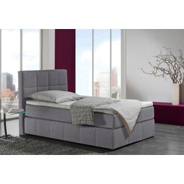 Boxspringbett Home Affaire "Casano", grau (anthrazit), B:112cm L:215cm, Strukturstoff-Bezug (100% Polyester), Komplettbetten, Boxspringbett, mit feiner Steppung, in 3 Matratzenarten, 2 H&auml;rtegraden und 5 Farben