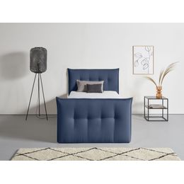 Boxbett Home Affaire "Kederleicht", blau, B:155cm L:226cm, Komplettbetten, Boxspringbett, inklusive Fußteil, Bettkasten & Topper, in 4 Breiten und 2 Härtegraden